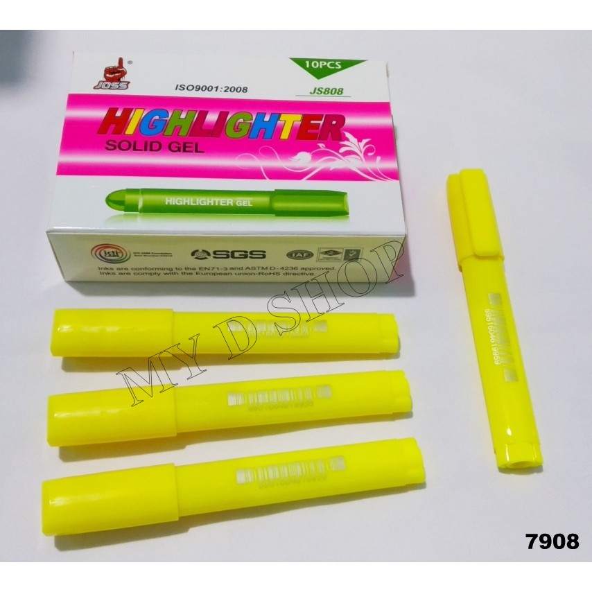 Jual STABILO HIGHLIGHTER SOLID JOSS GEL JS-808 WARNA KUNING (1X10) | Shopee Indonesia