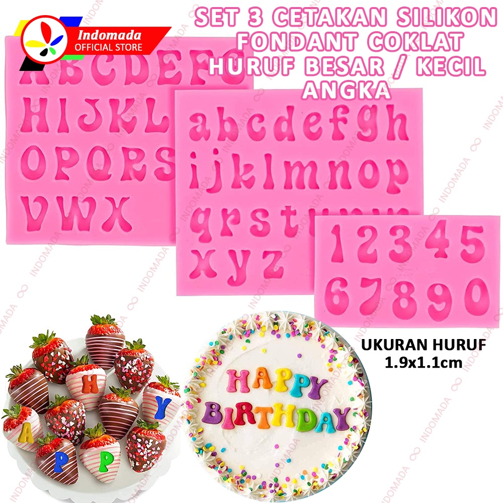 Jual Indomada Cetakan Huruf Besar Kecil Angka Fondan Silikon Fondant 1 ...