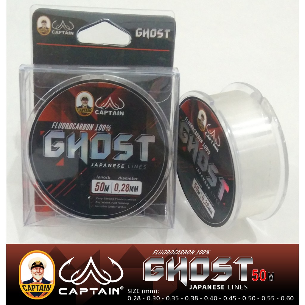 Jual Senar Pancing Fluorocarbon Captain Ghost 50M 0,28mm 0,30mm 0,35mm ...