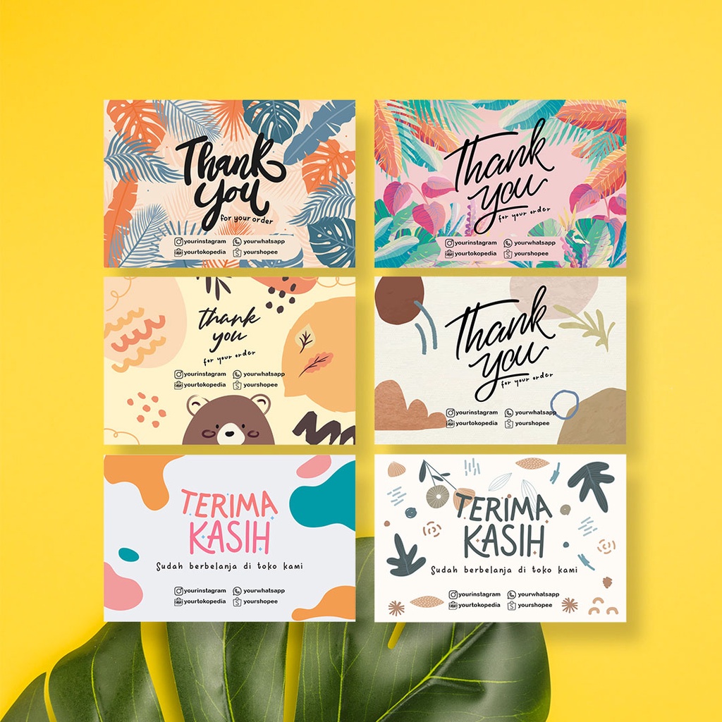 Jual Thank You Card Custom/ Kartu Ucapan Onlineshop/ Cetak Kartu | Shopee Indonesia