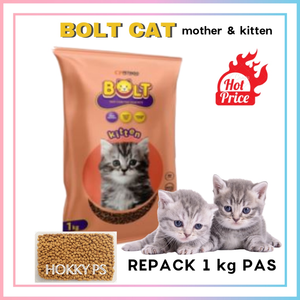 Jual BOLT CAT KITTEN repack 1kg makanan anak kucing 1 kg dry cat food ...