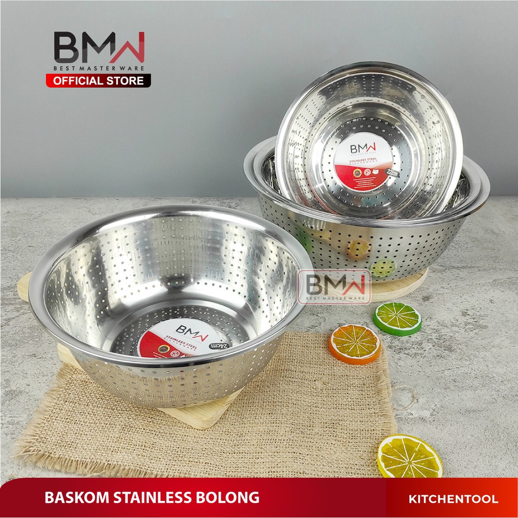 Jual BMW Kitchen Ware - Baskom Stainless Saringan Dapur Multi Bolong ...