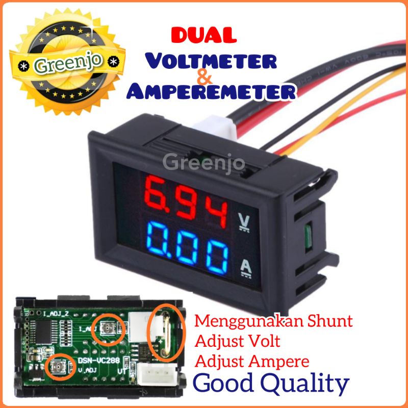 Jual Combo Dual Voltmeter + Amperemeter Digital 0-100V 0-10A GOOD QUALITY MODUL | Shopee Indonesia