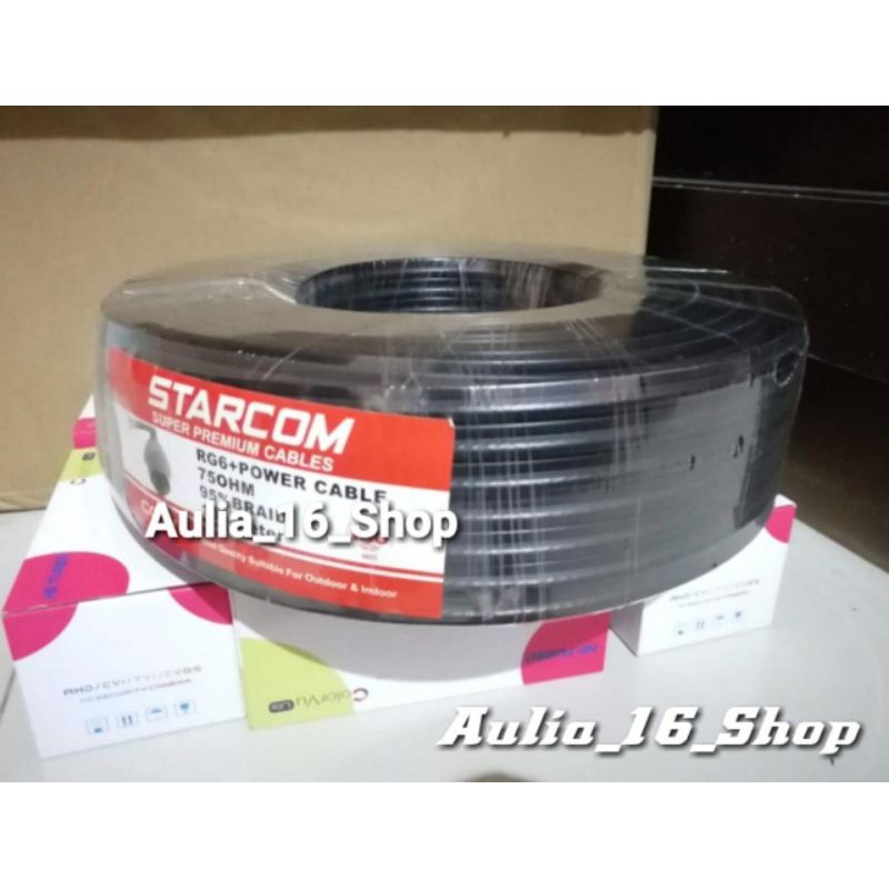 Jual KABEL CCTV INDOOR OUTDOOR RG6 + POWER STARCOM | Shopee Indonesia