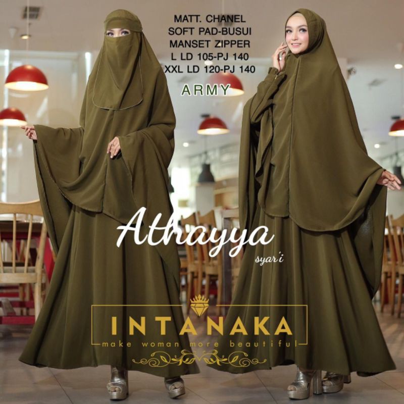 Jual Baju Gamis Syari Terbaru Polos ATHAYYA ori by Intanaka Set Khimar ...