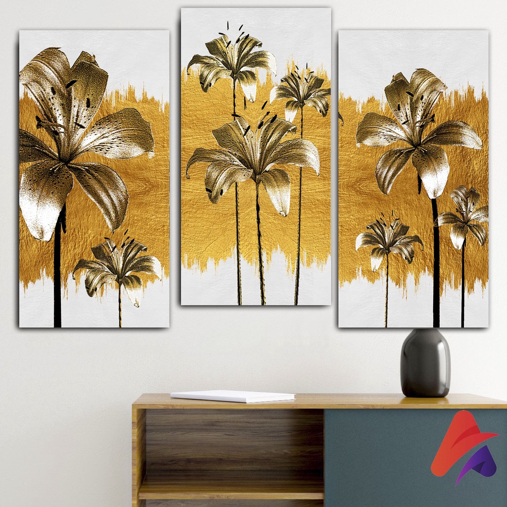 Jual HIASAN DINDING BUNGA REALISTIK GOLD ABSTRAK BUNGA WALL DECOR ...
