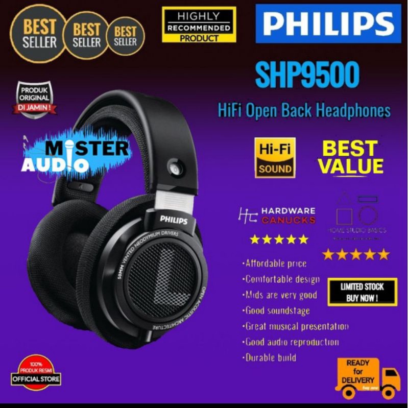Jual PHILIPS SHP9500 / SHP 9500 Hi-Fi Open Back Stereo Over Ear ...