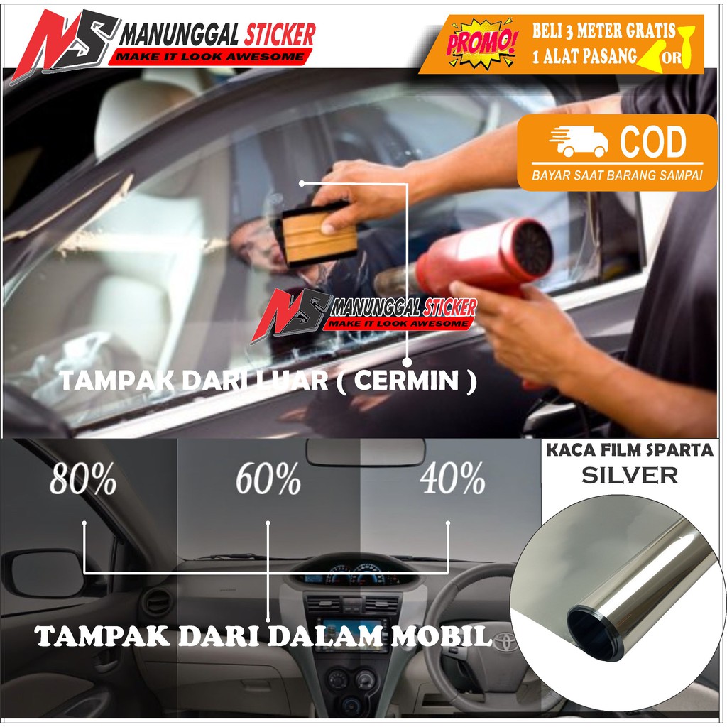 Jual KACA FILM SPARTA 40%, 60%, 80% ( CERMIN) ANTIGORES UNTUK KACA MOBIL | Shopee Indonesia