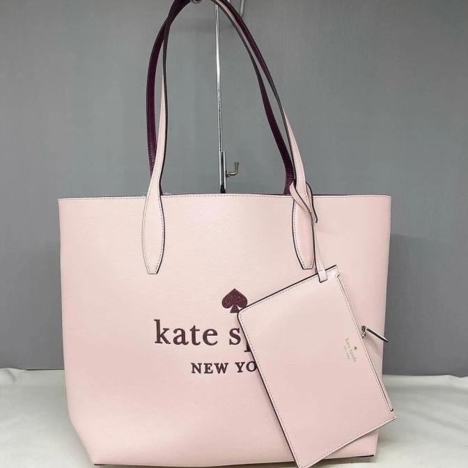 Jual Tas Kate Spade Original / Refined Grained Tote Rose Smoke | Shopee ...