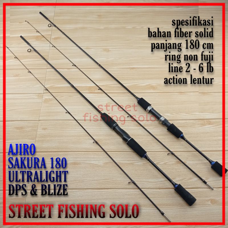Jual Joran pancing UL Ultralight AJIRO SAKURA 150 165 180 198 Fiber Solid Padat Super Lentur COD ...