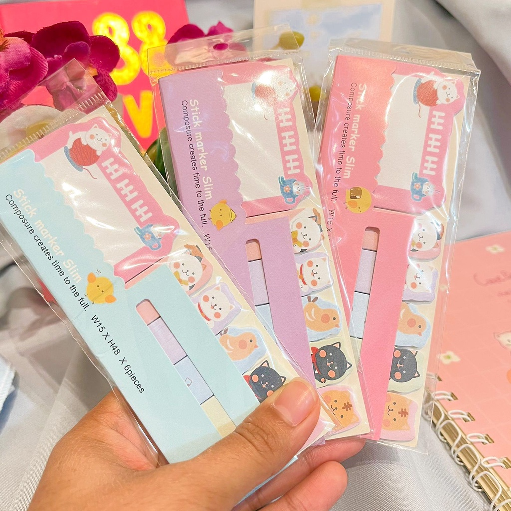 Jual STICKY NOTES / MEMO / POST IT / STICKER PEMBATAS KARAKTER KUCING ...