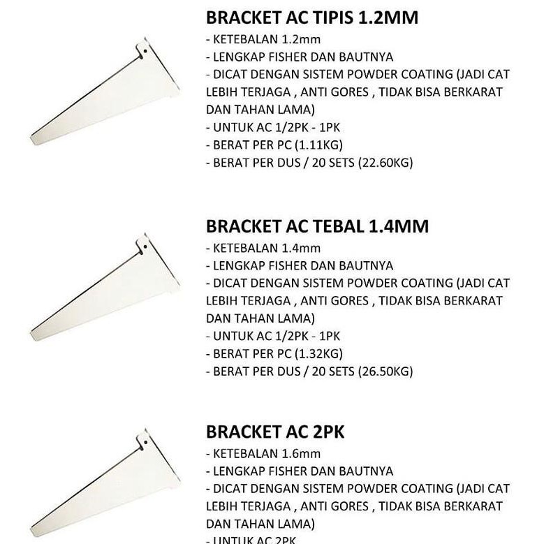 Jual Breket AC 2 Pk Tebal 1,4 mm (1 Set + Dynaboth Isi 4) | Shopee ...