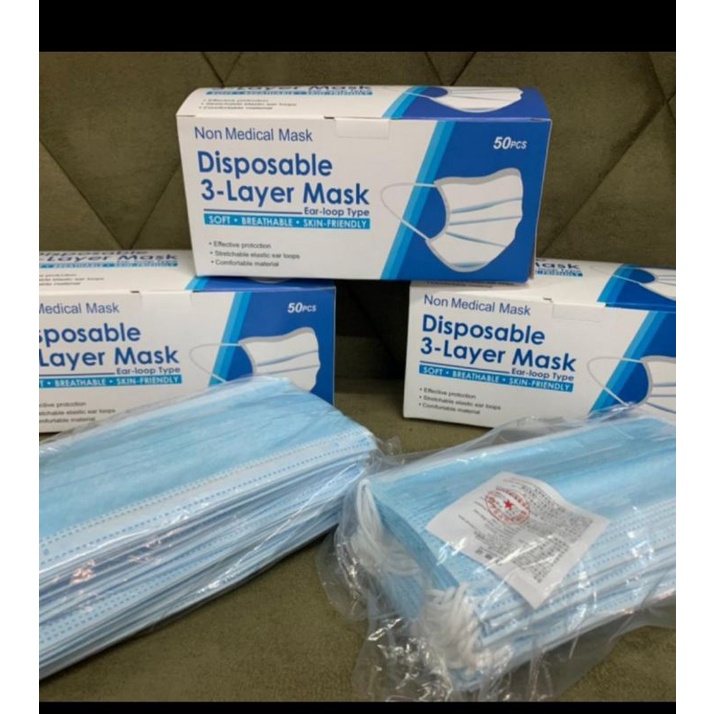 Jual Masker 3ply isi 50pcs Hijab dan Earloop | Shopee Indonesia