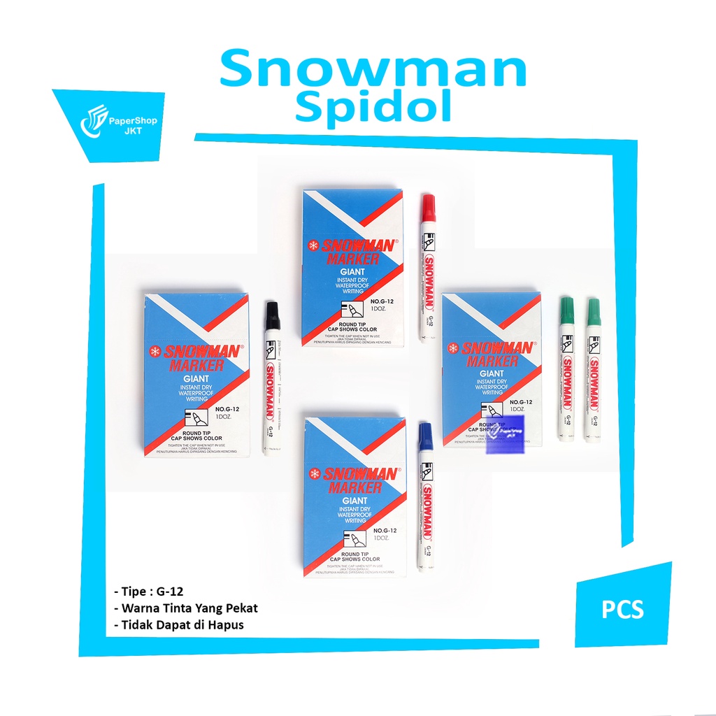 Jual Snowman - Spidol Permanent Marker G12 - Pcs | Shopee Indonesia