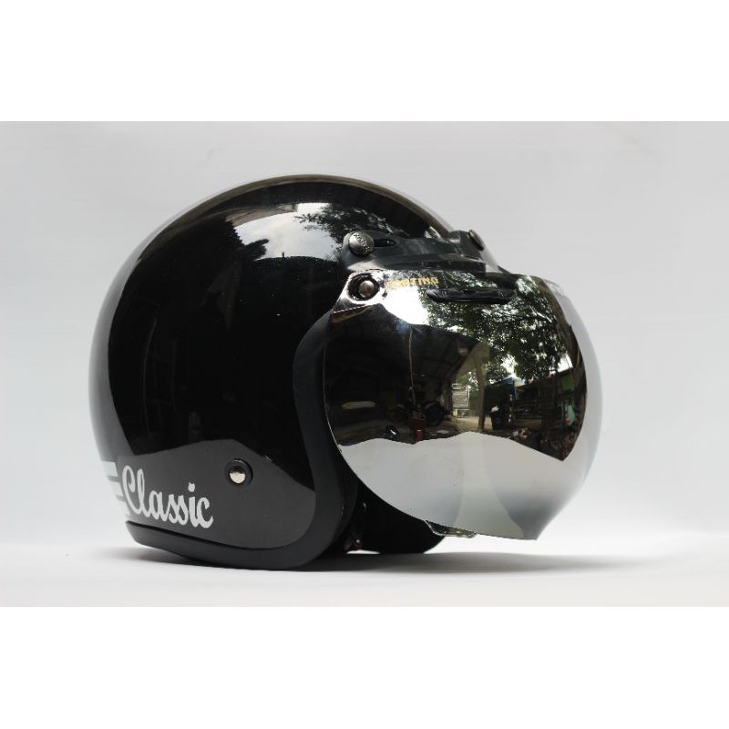 Jual Helm bogo hitam gloss kaca silver (BISA COD) | Shopee Indonesia