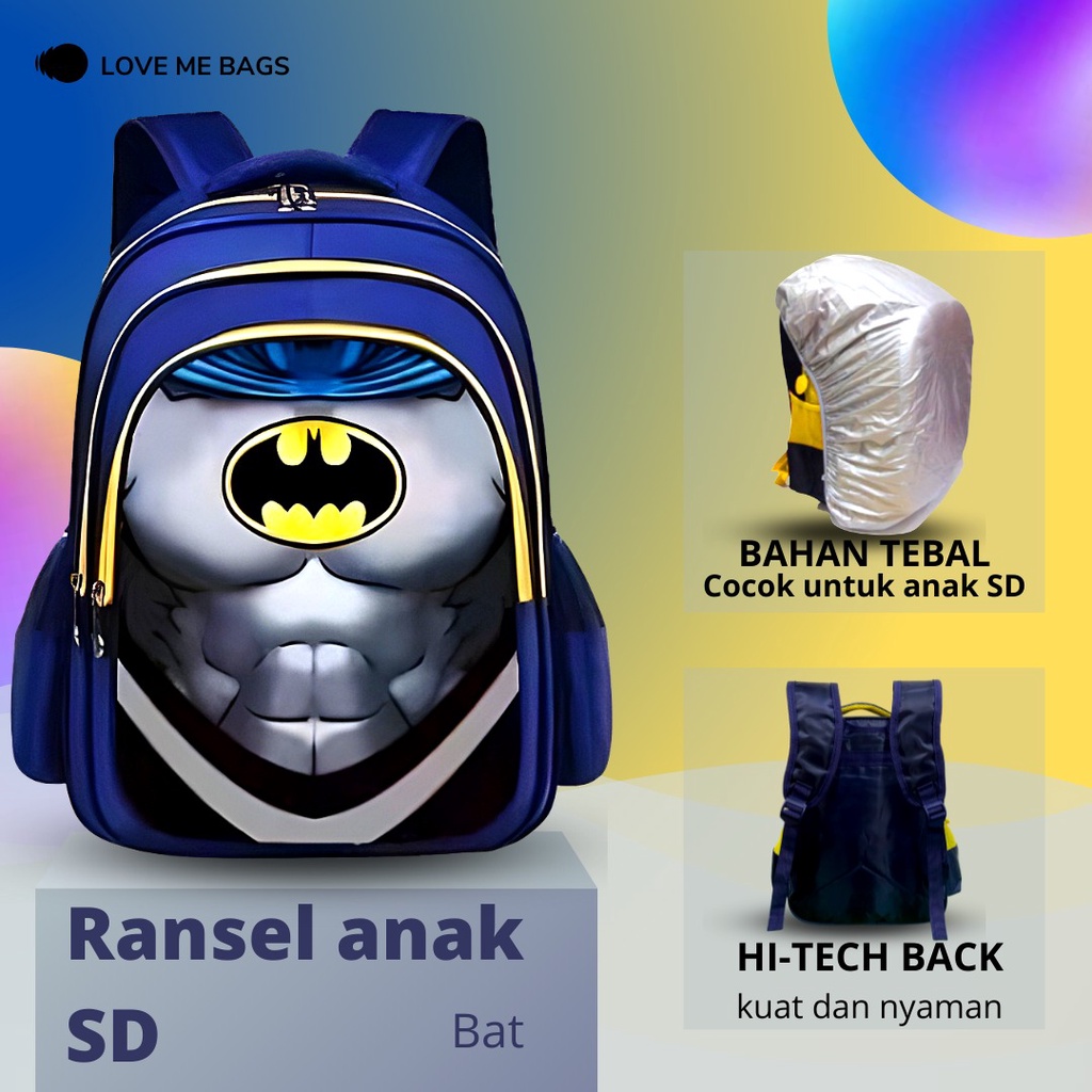 Jual LMB Tas Anak Sekolah SD laki laki Import Gambar Timbul 6D ukuran besar dan luas karakter ...