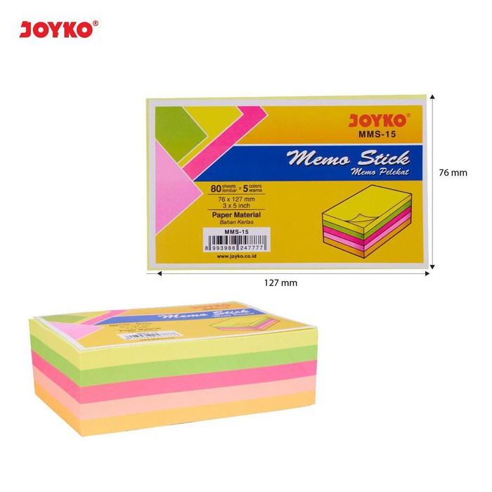 Jual Jual Joyko Memo Stick MMS-15 Post It MMS15 Sticky Notes Paper ...