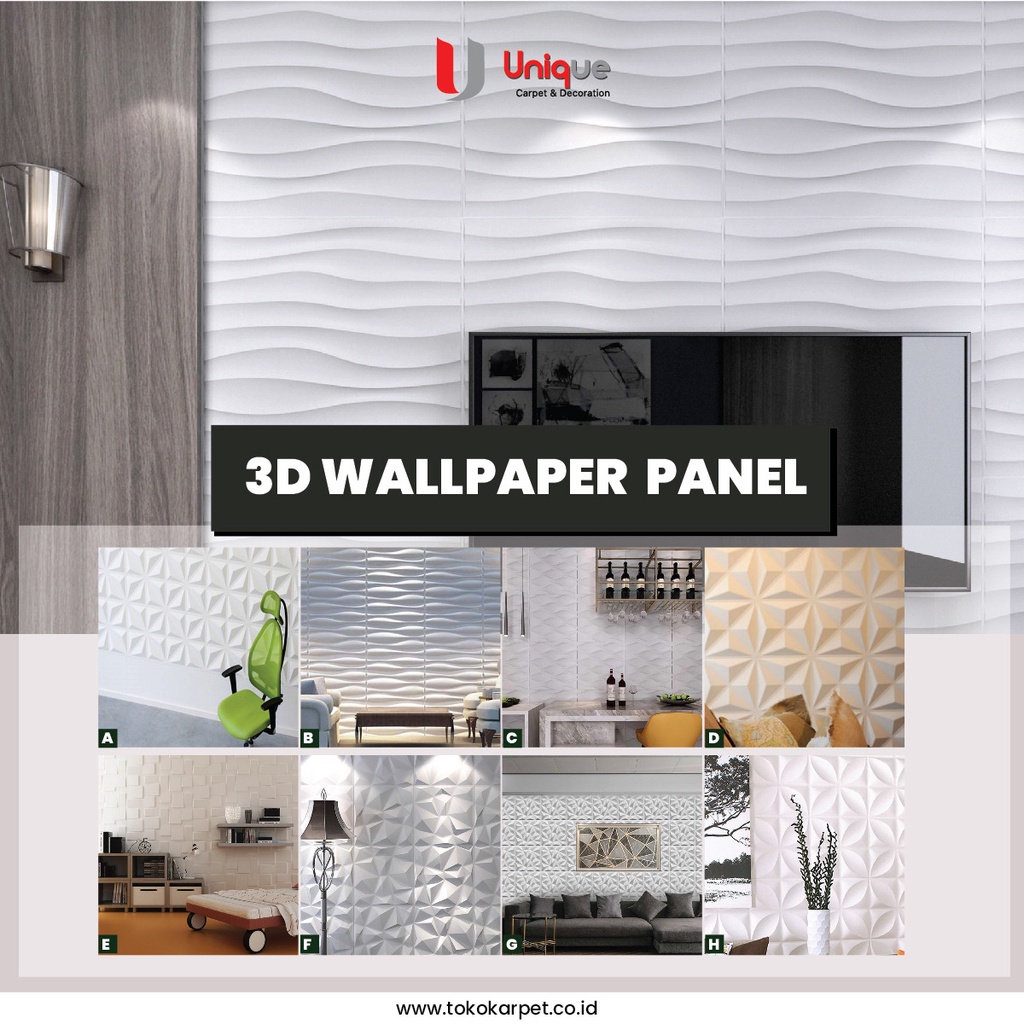 Jual 3D Panel Tile PVC Motif Timbul/ Wall Panel White/Uk 50 x 50cm ...
