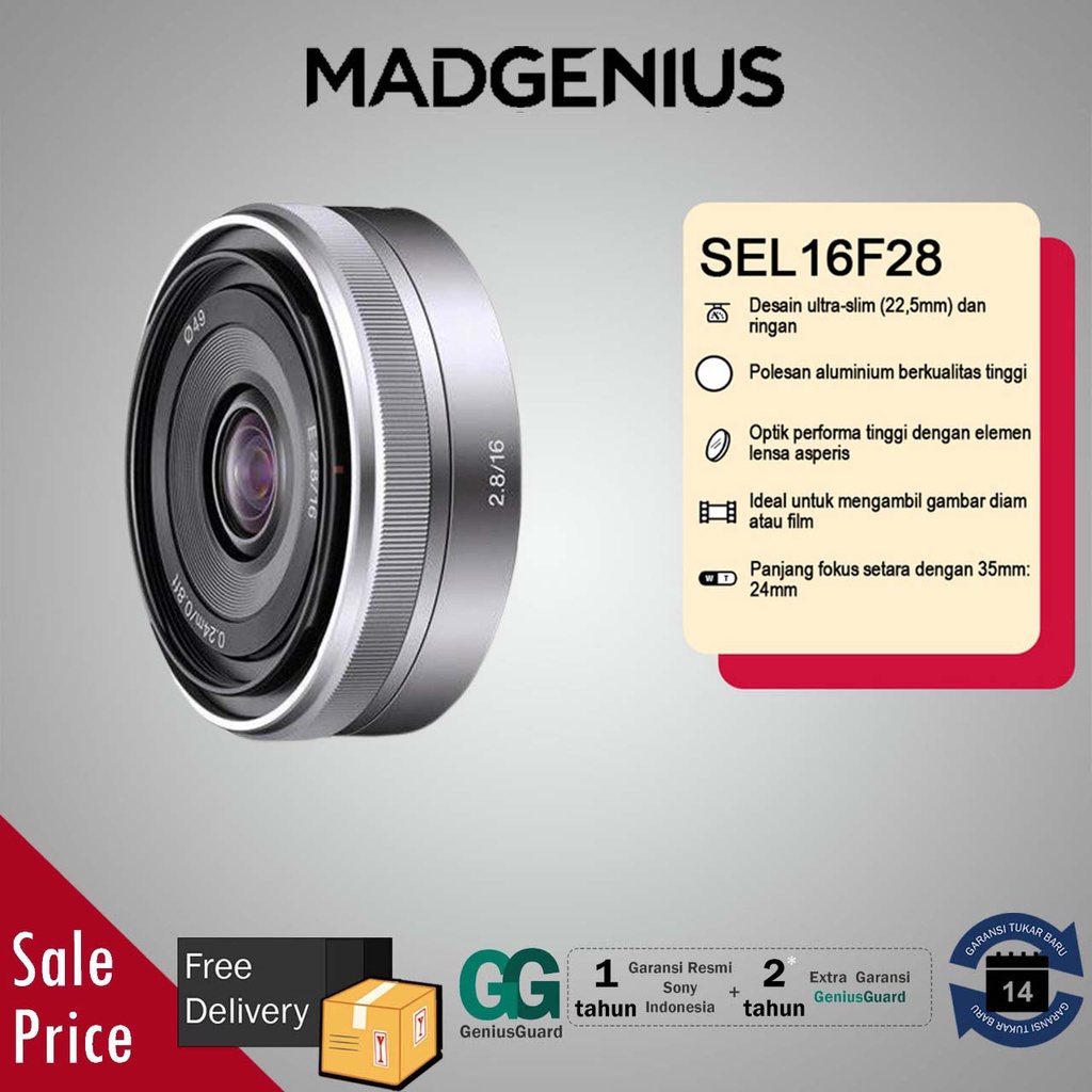 Jual SONY E 16mm F2.8 / Lensa Sony Fix 16mm / Lensa pancake / Lensa ...