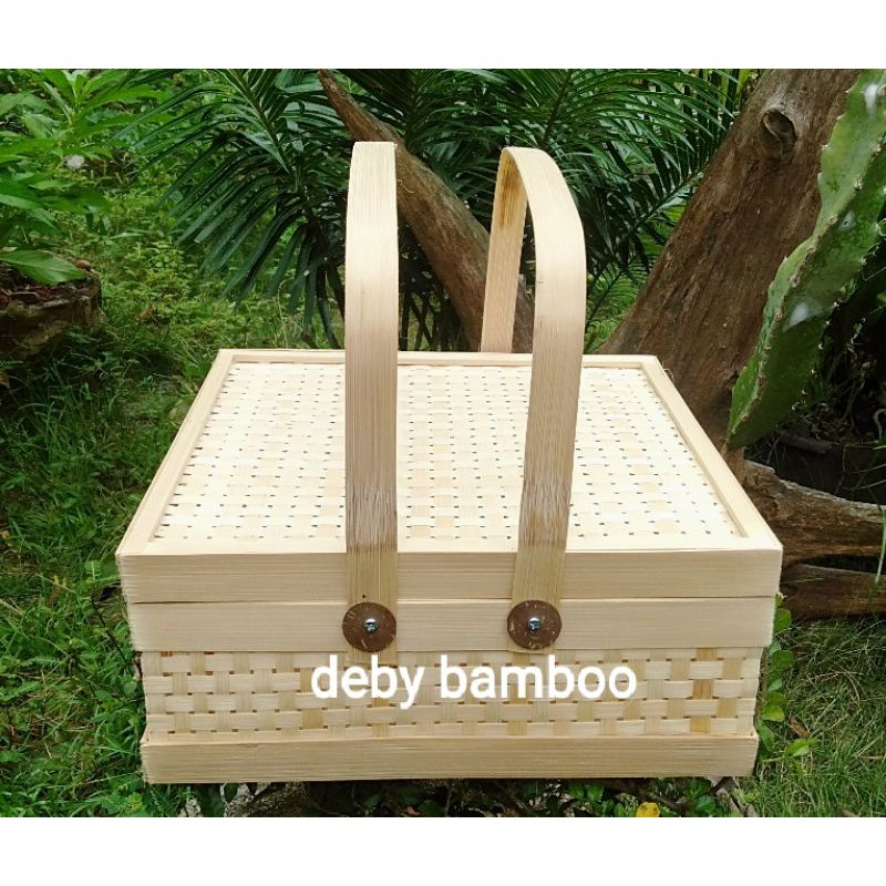 Jual RANTANG BAMBU/ keranjang hampers bambu 25x25cm | Shopee Indonesia