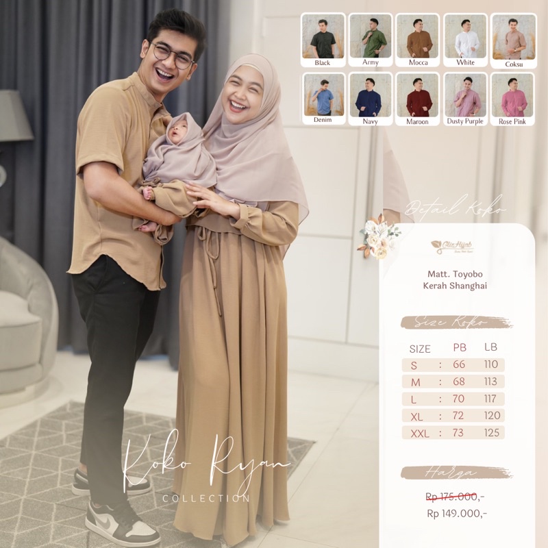 Jual Glizhijab - Koko Ryan | Bahan Crinkle | Kemeja | Koko Polos Lengan ...