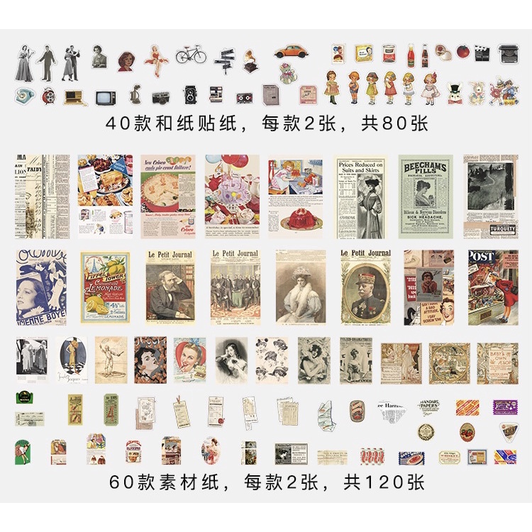 Jual Kertas Deco Paper Kertas Sticker Vintage Aesthetic Retro Clip ...