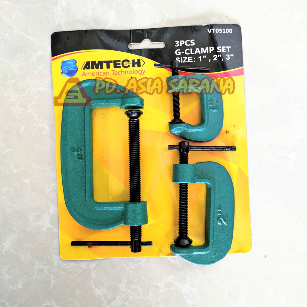 Jual 3 Pcs C Clamp Set Ukuran 1- 2- 3 Inch Amtech / Klem Jepit C Kayu ...