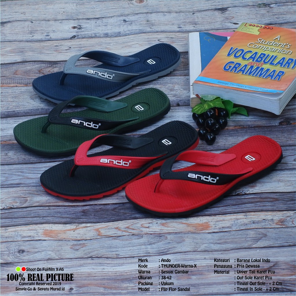 Jual SENDAL SLIPPER PRIA DEWASA - SANDAL DISTRO PRIA ANDO THUNDER 38-42 ...