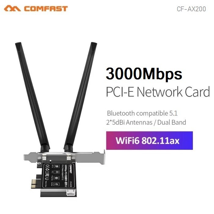 Jual COMFAST WiFi 6 PCIe Wireless Network Adapter / Card PC CF-AX200 BT 5.1 | Shopee Indonesia