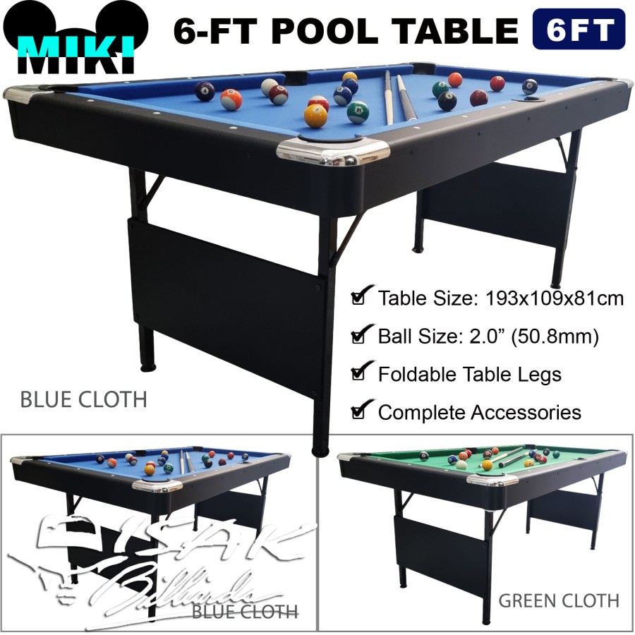 Jual MIKI 6-ft Pool Table Meja Billiard Kecil MDF Kaki Lipat Foldable ...