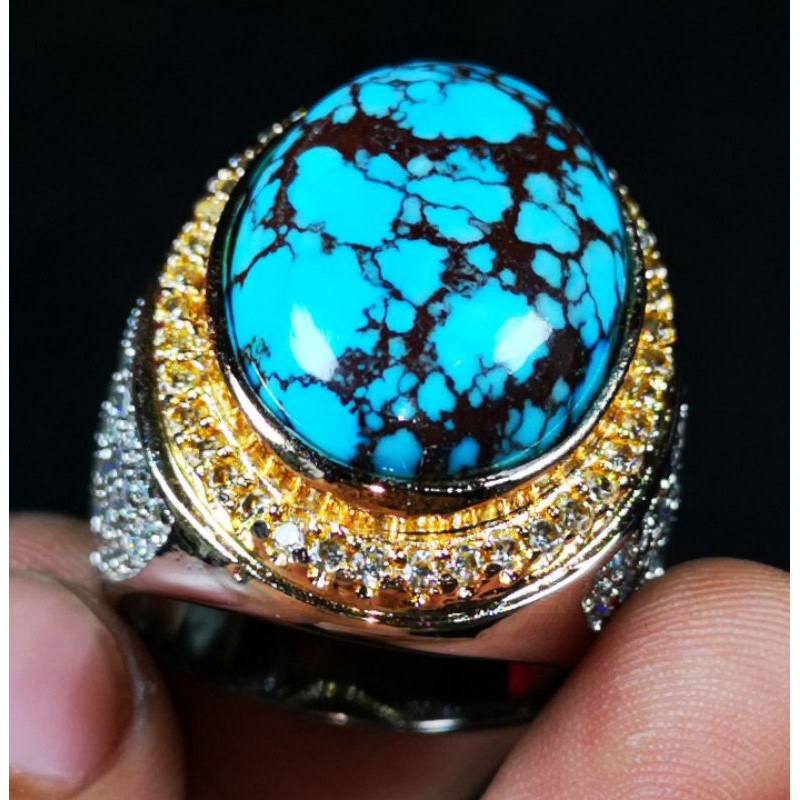 Jual NATURAL PIRUS PERSIA IRAN TOURQOISE + RING PERAK MICRO SETTING ...