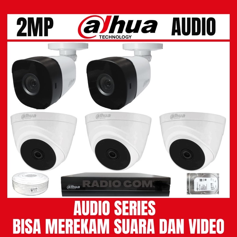Jual PAKET CCTV DAHUA 2MP 8 CHANNEL 5 CAMERA AUDIO BISA MEREKAM SUARA ...