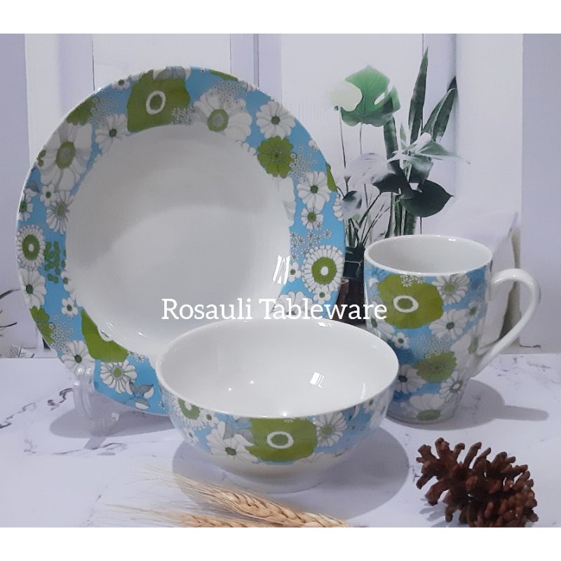 Jual Piring Set Keramik | Dinner set | Motif Esmeralda | Isi: 12 pcs ...