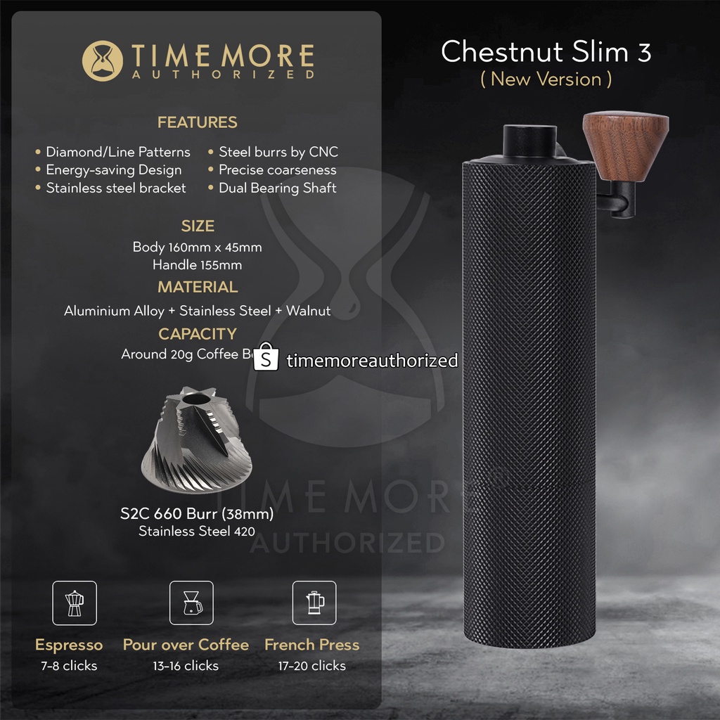 Jual Timemore Hand Coffee Grinder Chestnut Slim 3 with S2C Burr - Alat ...