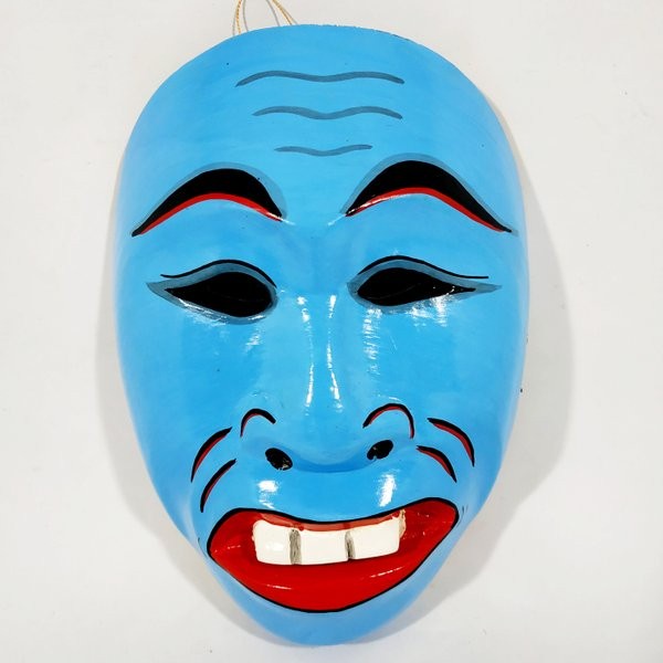 Jual Topeng Kayu Dagelan Wayang Komedi Lucu Gigi Mrongos Biru Pajangan ...