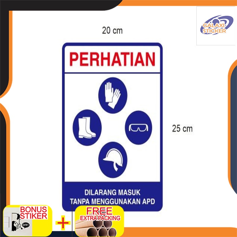 Jual Murah Stiker Vinyl Dilarang Masuk Tanpa APD Himbauan Safety Kerja ...