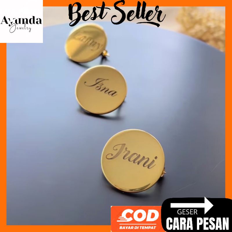 Jual Bros Nama Custom Lapis emas Bros Custom nama Anti karat Bros hijab ...