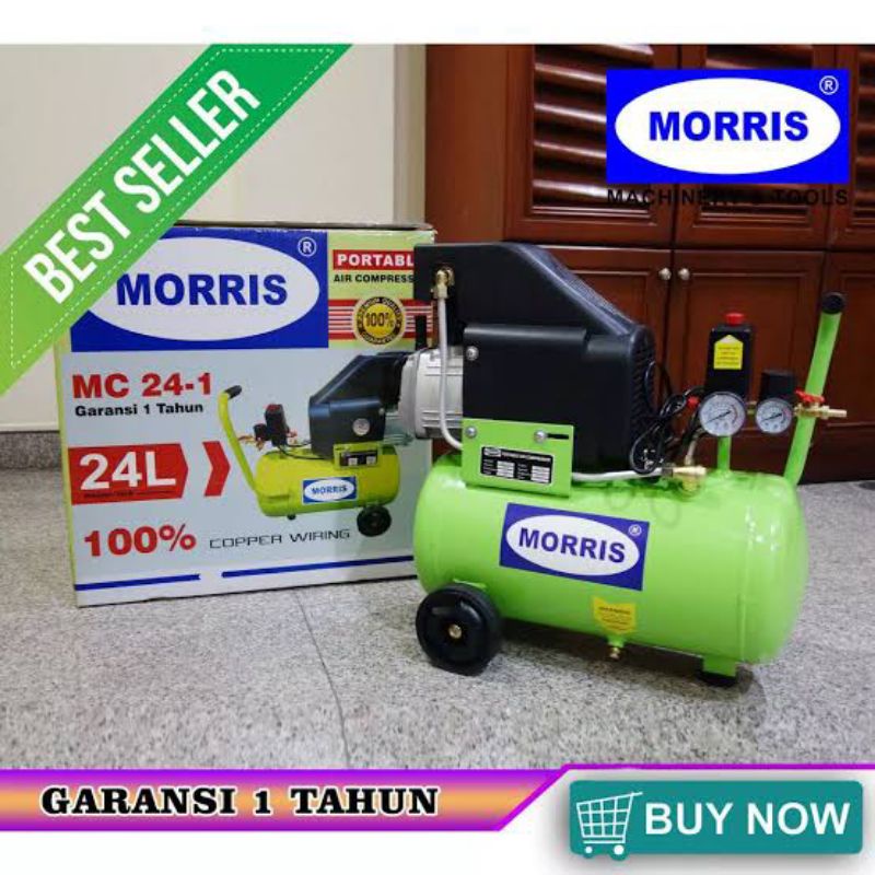 Jual Kompressor Morris 1 HP Air Compressor 24 Liter | Shopee Indonesia