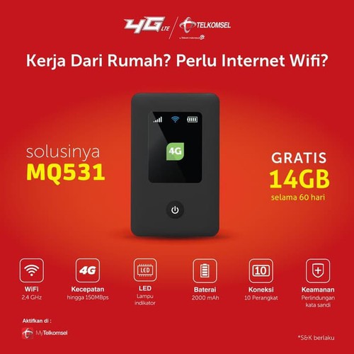 Jual modem 4g/modem/modem telkomsel/Modem Mifi MQ531 Telkomsel 4G LTE ...