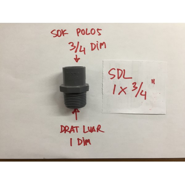 Jual SDL 1x 3/4 " dim inch pvc jaya valve socket sok drat luar | Shopee ...