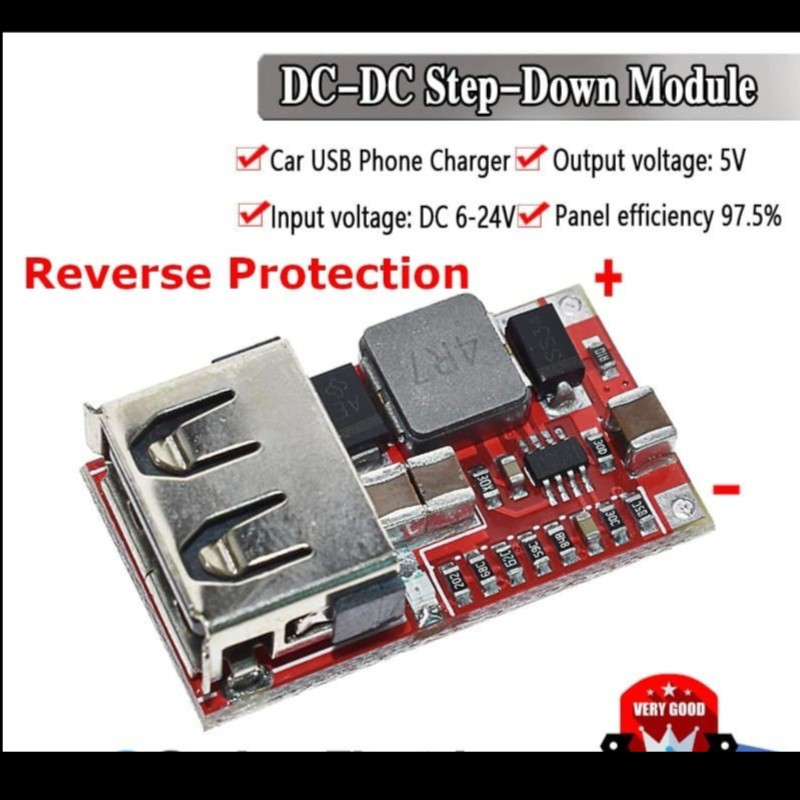 Jual step down 5V usb 6-24V dc to 5V 3A usb fast charger buck converter ...