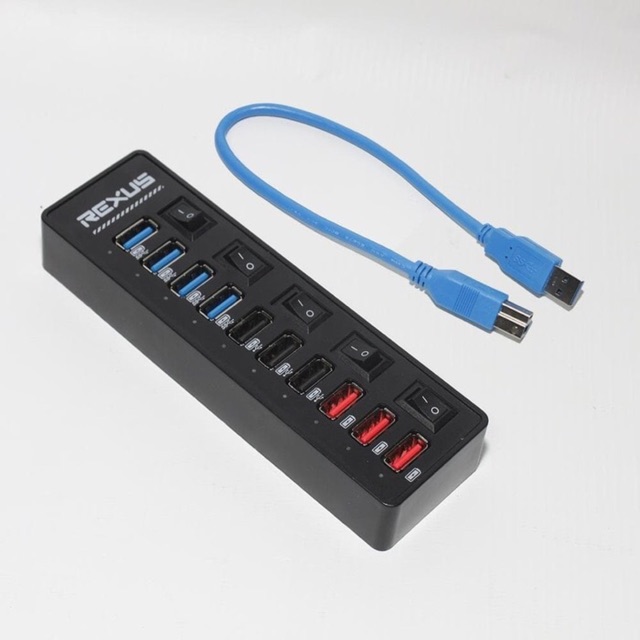 Jual Usb HUB Rexus 10 port RXH - 322 v3.0 4port v2.0 3 port V fast charging 3bport | Shopee ...