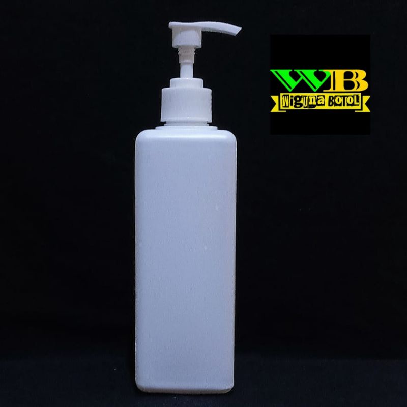 Jual Botol Pump 500ml Kotak HDPE Putih Doff / Botol HDPE 500ml Putih Kotak Tutup Pump Lotion ...