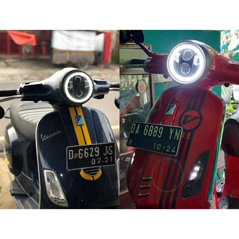Jual LAMPU DEPAN LED 5.75INCH 4 LED PLUS SENJA PUTIH VESPA MATIC ...