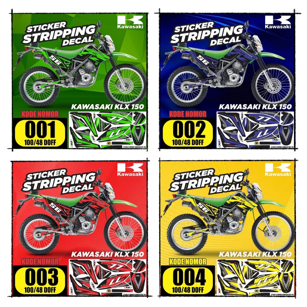 Jual Sticker Striping Kawasaki KLX 150 Variasi DOFF Semua Ready Bisa ...