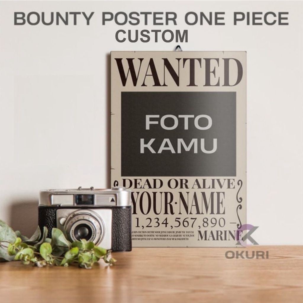 Jual POSTER BOUNTY CUSTOM FOTO & NAMA ONE PIECE BURONAN BAJAK LAUT TOPI ...