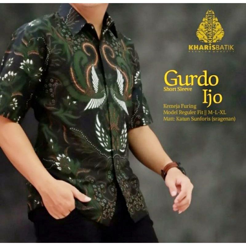 Jual GURDO IJO PDK Kemeja Batik Pria Modern Lengan Pendek Full Furing ...