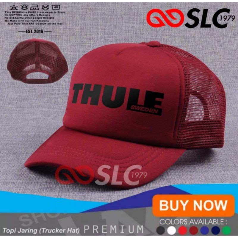 Jual TOPI JARING TRUCKER HAT PREMIUM THULE MERAH MAROON CUSTOM NAMA ...
