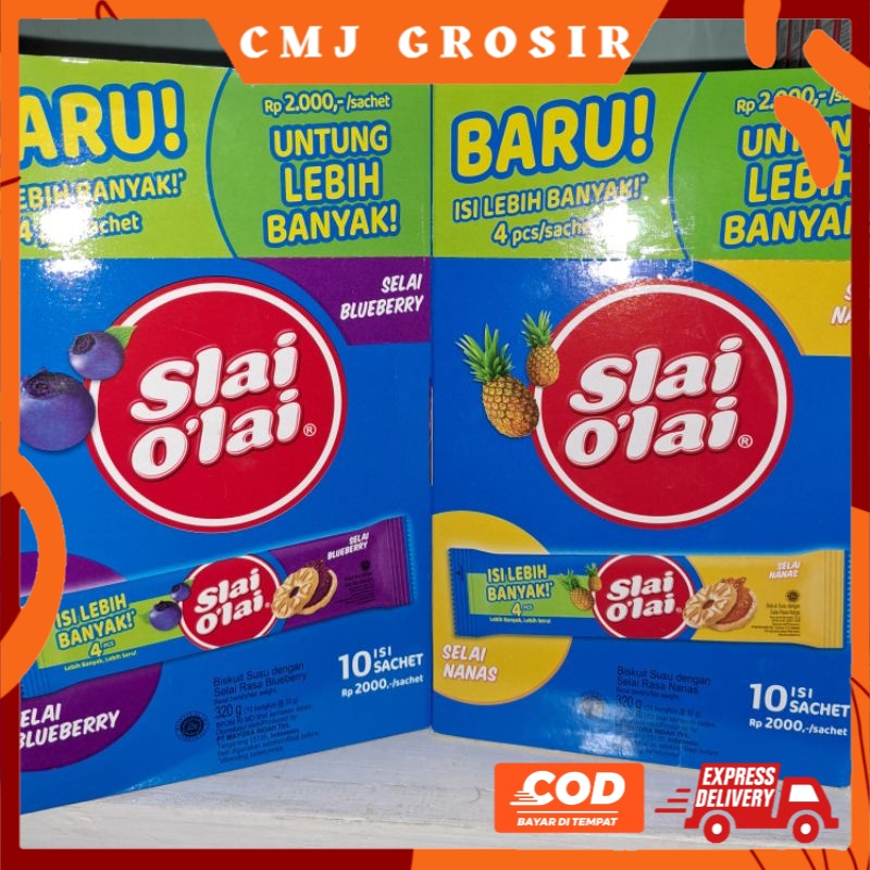 Jual GROSIR SLAI OLAI BOX ISI 10 SACHET X 32 GR STRAWBERRY | BLUEBERRY ...