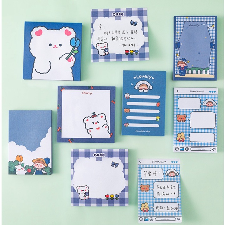 Jual Sticky notes blue girl message note cute cartoon | Shopee Indonesia